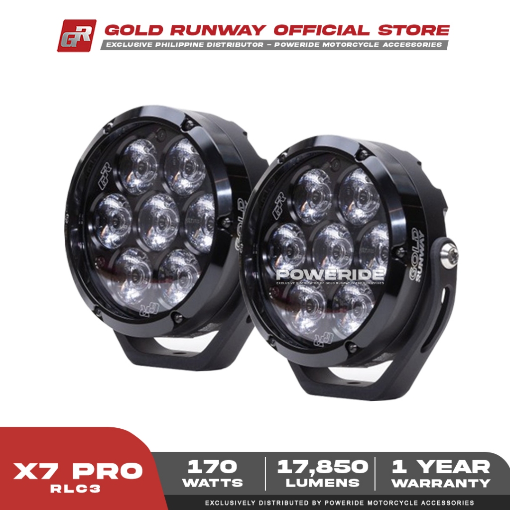 GOLD RUNWAY OFFICIAL GR-X7 PRO 170watts Motorcycle Auxiliary LED Lights ...