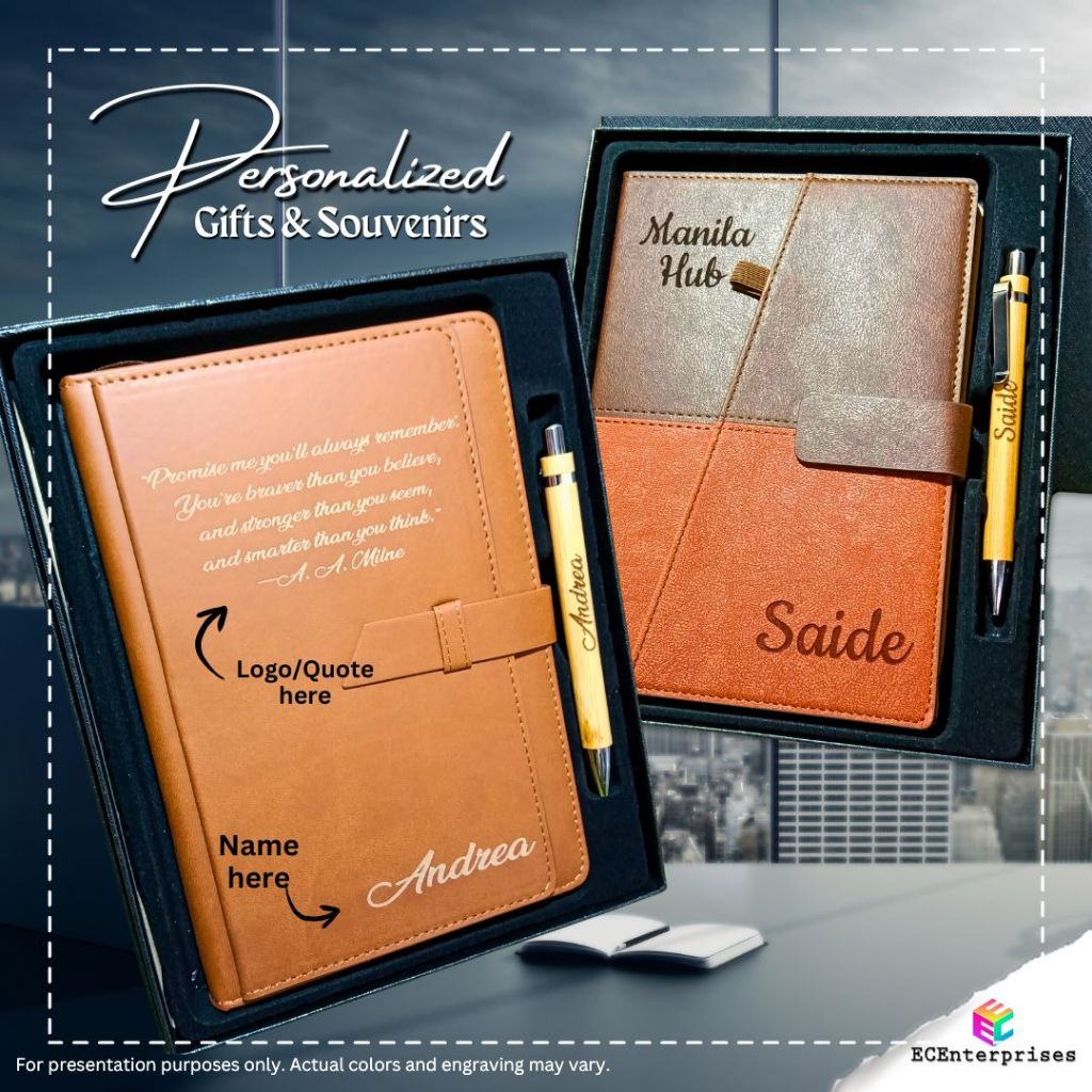 Personalized Leather Notebook Gift Set | INCLUDES Name Engraving ...
