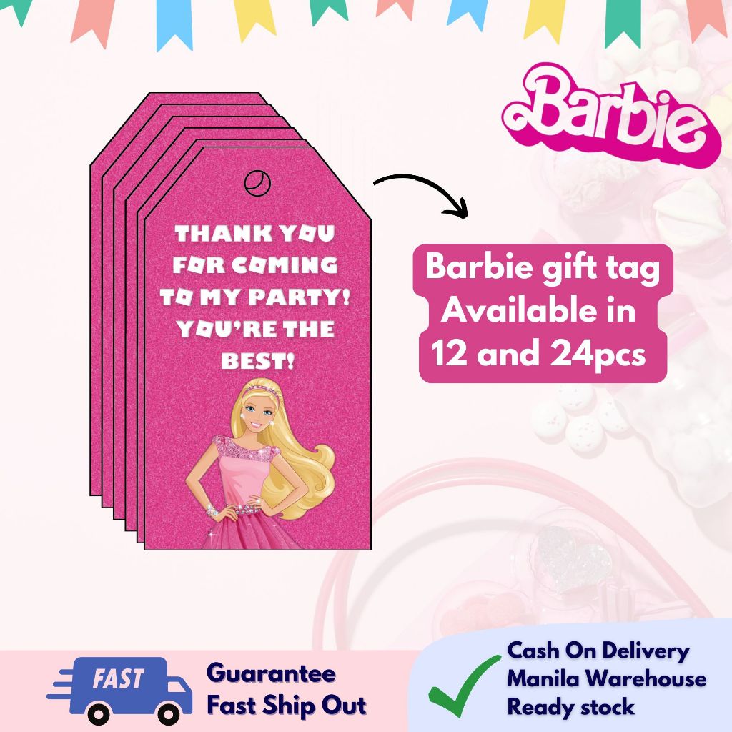 Partify 12pcs BARBIE Gift tag theme gift tag cards for kids birthday ...