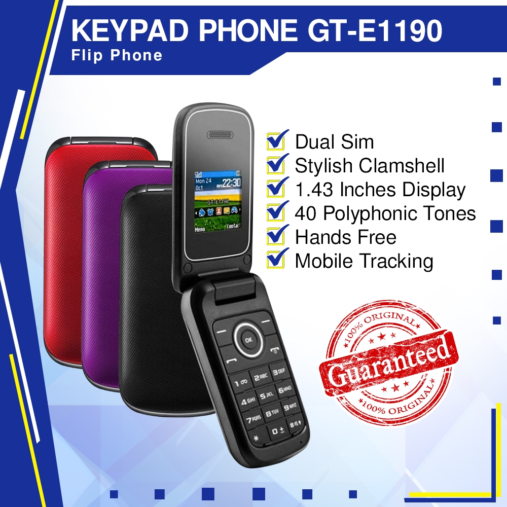 ORIGINAL GT-E1190 Dual Sim For Nano Sim Basic Phone Keypad Phone Flip ...