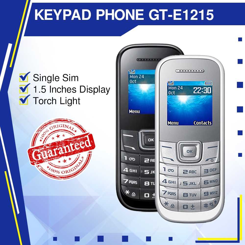 ORIGINAL GT-E1215 Single Sim Basic Phone Keypad Phone 800mAh | Shopee ...