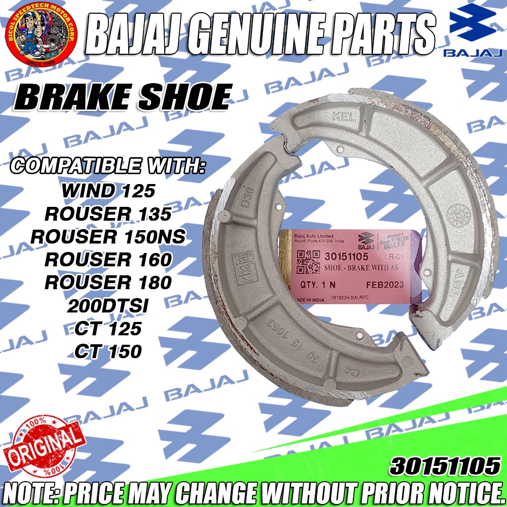 BAJAJ WIND 125/ROUSER 135/150NS/160/180/200DTSI/CT 125/150 BRAKE SHOE ...