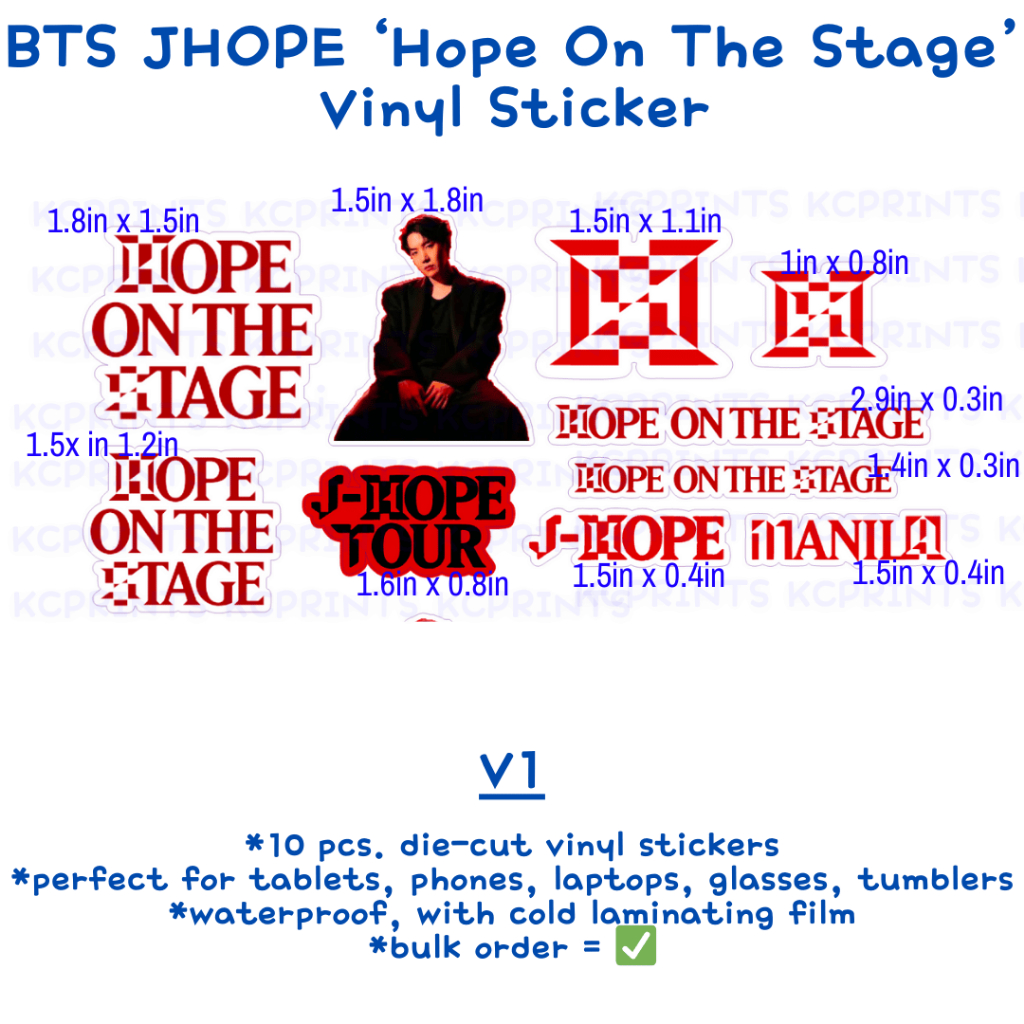 [FANMADE] J-HOPE Hope On the Stage Vinyl Sticker Pack Waterproof ...