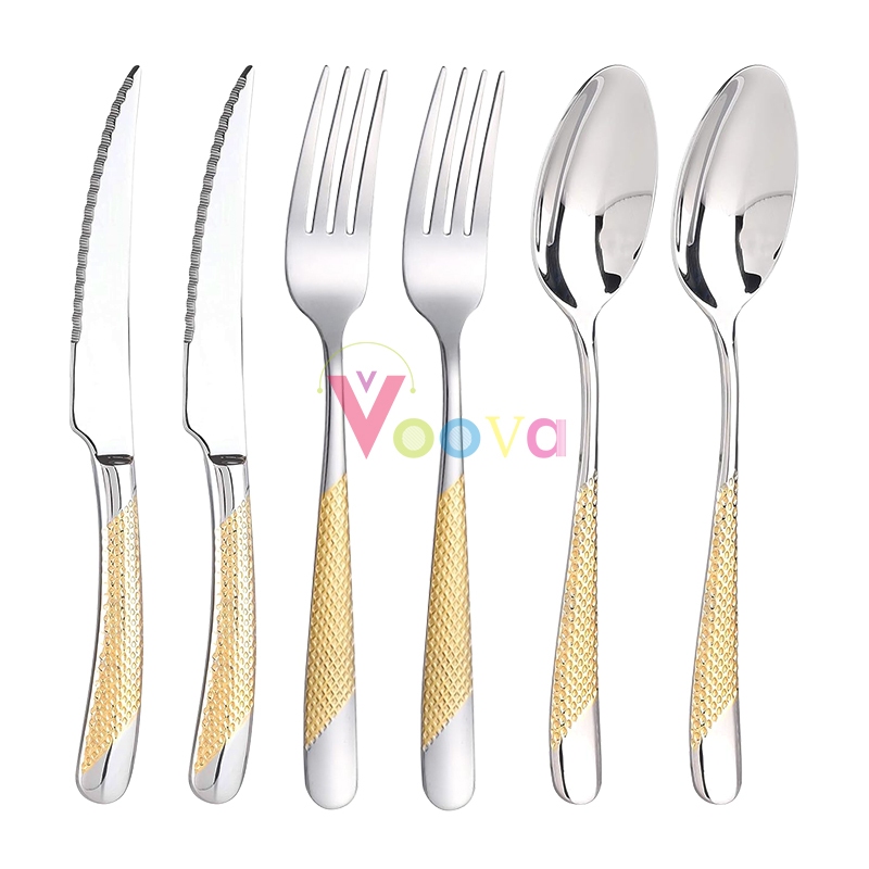 Hammered Spoon and Fork knife Set Luxury Premium Food-Grade Thickened ...