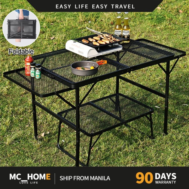MC&HOME Outdoor Folding Table Mesh Table Foldable Aluminum Camping Home ...