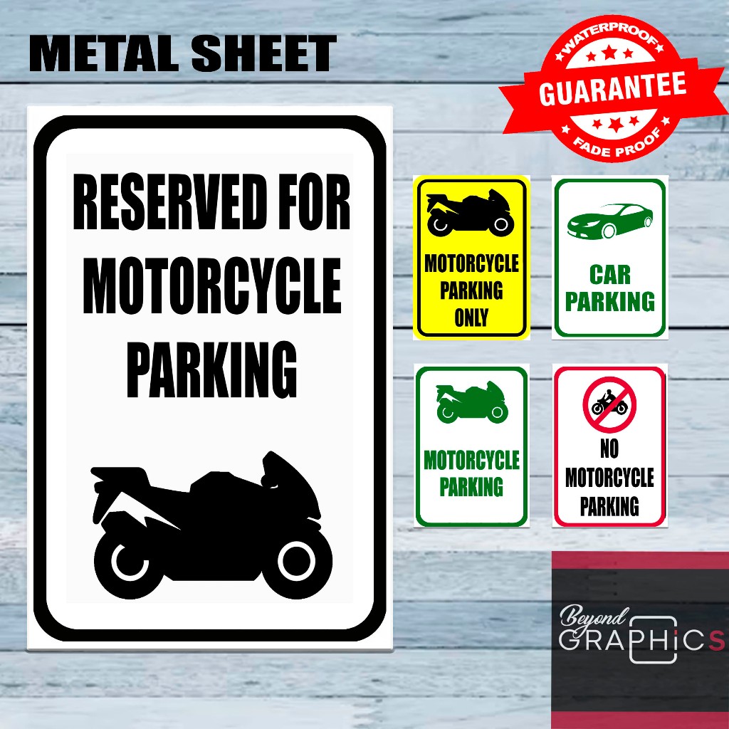 BG Motorcycle Parking Sign PVC Sticker Metal Sheet (8 x 10 inches ...