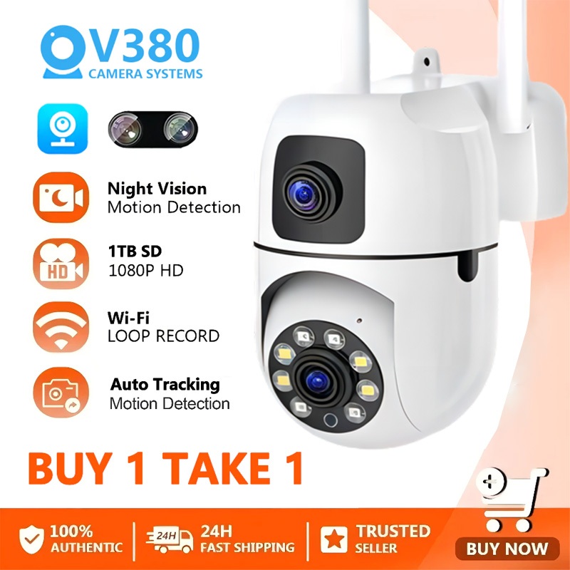 V380 Pro CCTV Camera HD Dual Lens Night Visio Auto Tracking Remote ...