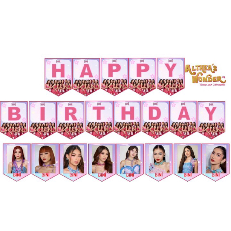 Bini Happy Birthday Banner with individual members | Shopee Philippines