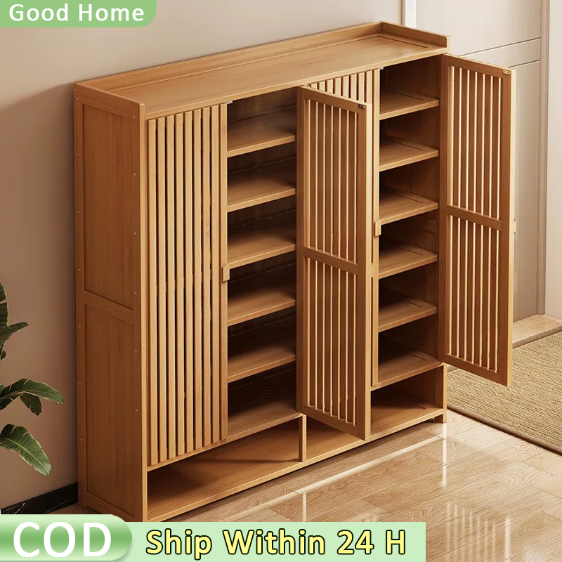 【Manila Spot】Shoe Cabinet 6/7/8 Layer Wood Shoe Rack Organizer With ...