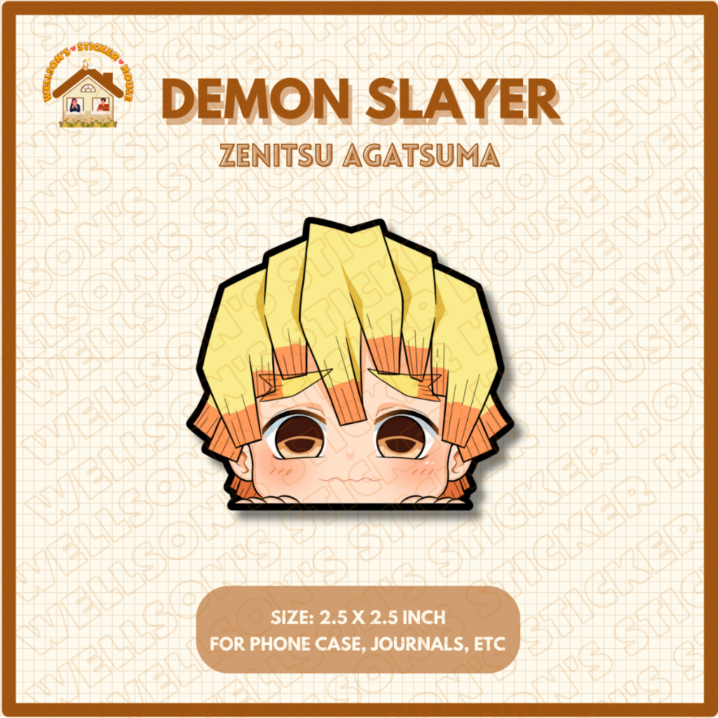 Anime Demon Slayer Zenitsu Agatsuma Vinyl Waterproof Glossy Peeker ...