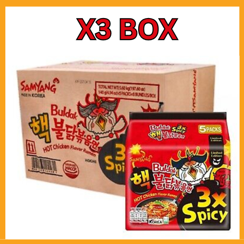 Samyang X3 One Box 40 Pieces Halal Korean Noodles Instant Buldak ...