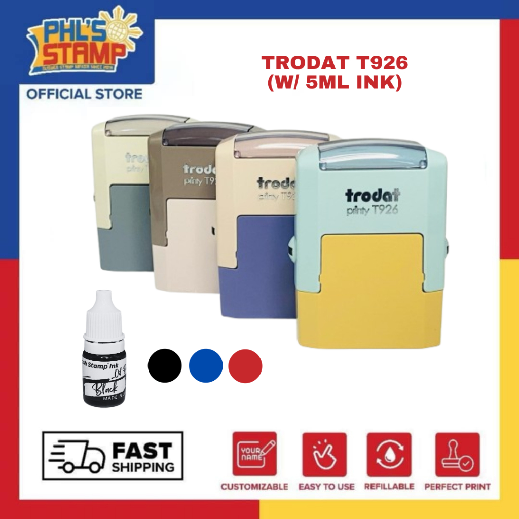 [W/FREE 5ML INK] TRODAT PRINTY T926 PERSONALIZED SELF-INKING STAMP | Shopee Philippines