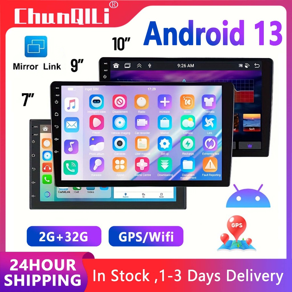 7/9/10 inch Android Head Unit Car Radio Bluetooth/GPS/Wifi/FM Touch ...