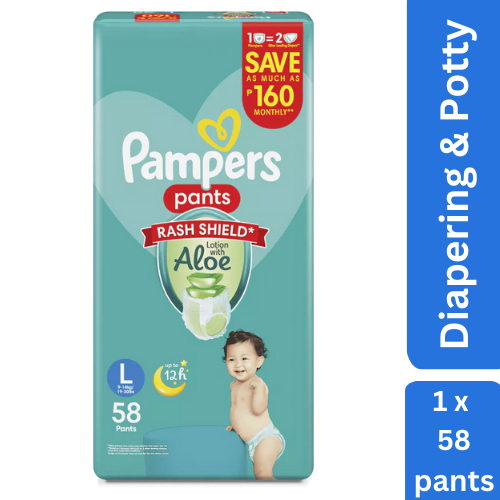Pampers Baby Dry Pants Diapers with Rash Shield Large 58s | Shopee ...