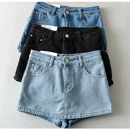 Skort for woman Korean A-Line Denim Skirt High Waist Palda Shorts for ...