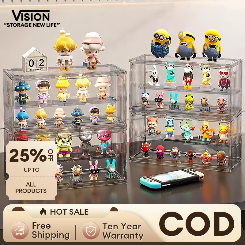 VISION Acrylic Display Case Boxes Transparent Popmart Storage Organizer ...