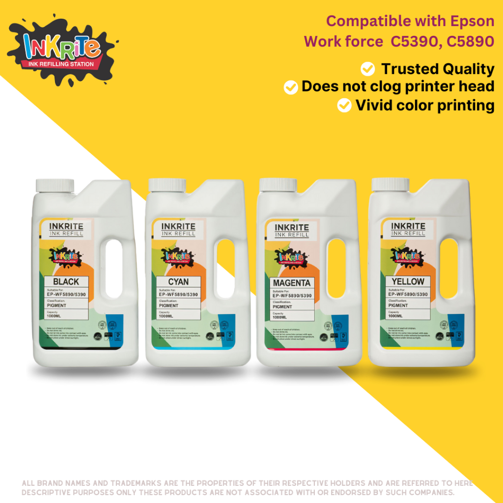 Inkrite Pigment Ink for Epson WorkForce WF-C5390 & C5890, 1,000 ML ...