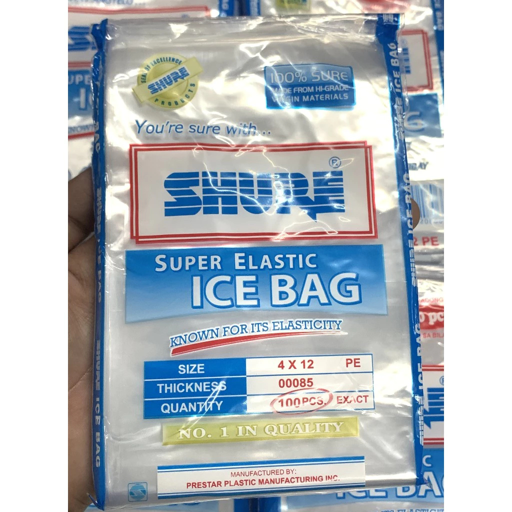 Shure Ice Bag 4x12 Plastic Super Elastic Ice Bag Plastik ng Yelo (100 ...