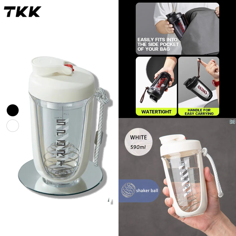 CMSH protein bottle shaker 590ml gym shaker bottle with shaker ball for fitness pre-work 1763 ...