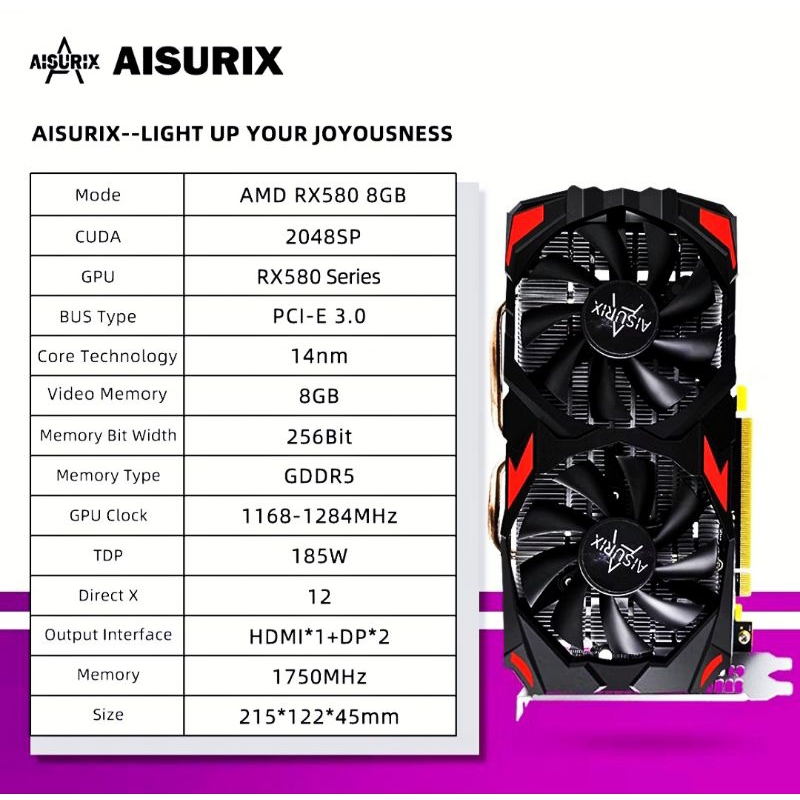 Aisurix RX 580 Graphics Card (Gaming) | Shopee Philippines