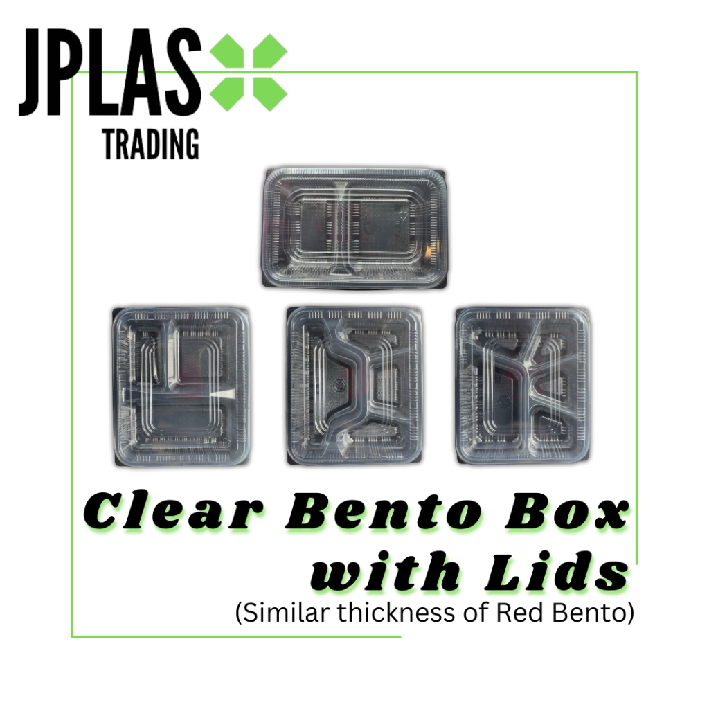 25 pcs - 2, 3, 4, 5 Divisions Clear Bento Box with Lids Disposable ...