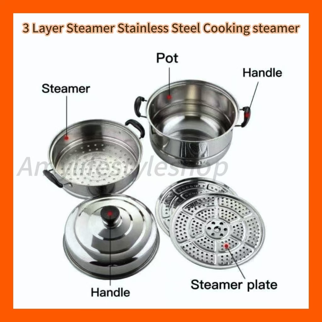 amylifestyleshop COD 3 Layer Steamer Stainless Steel Cooking steamer ...