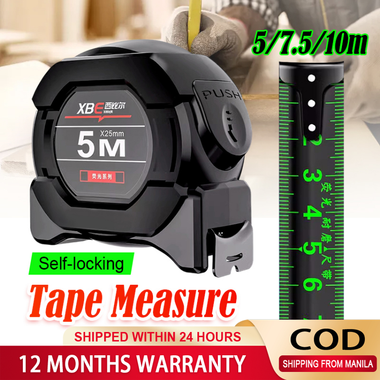 10M Steel Measuring Tape Levels Fluorescent Steel Tape Industrial Auto ...
