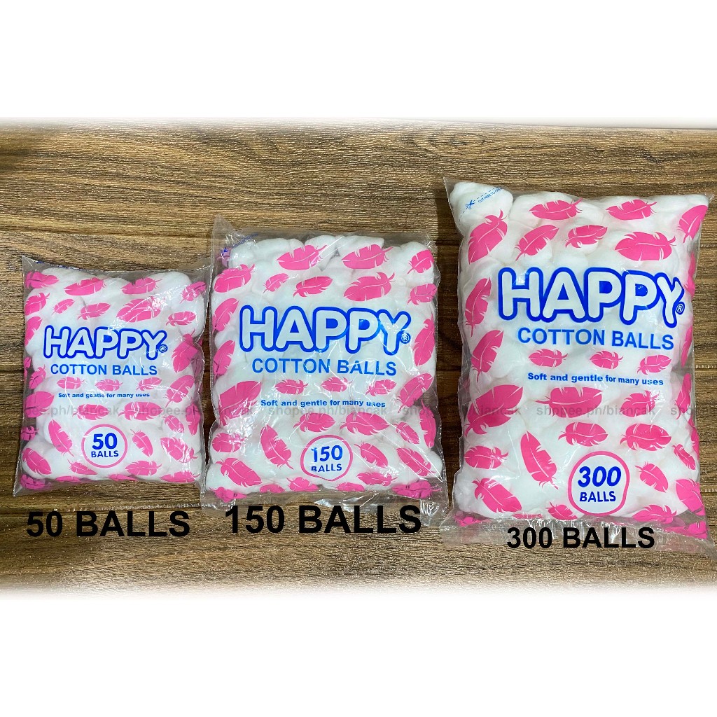 Happy Cotton Balls Bulak 50 150 300 balls per pack (BEAUTY SUPPLIES ...