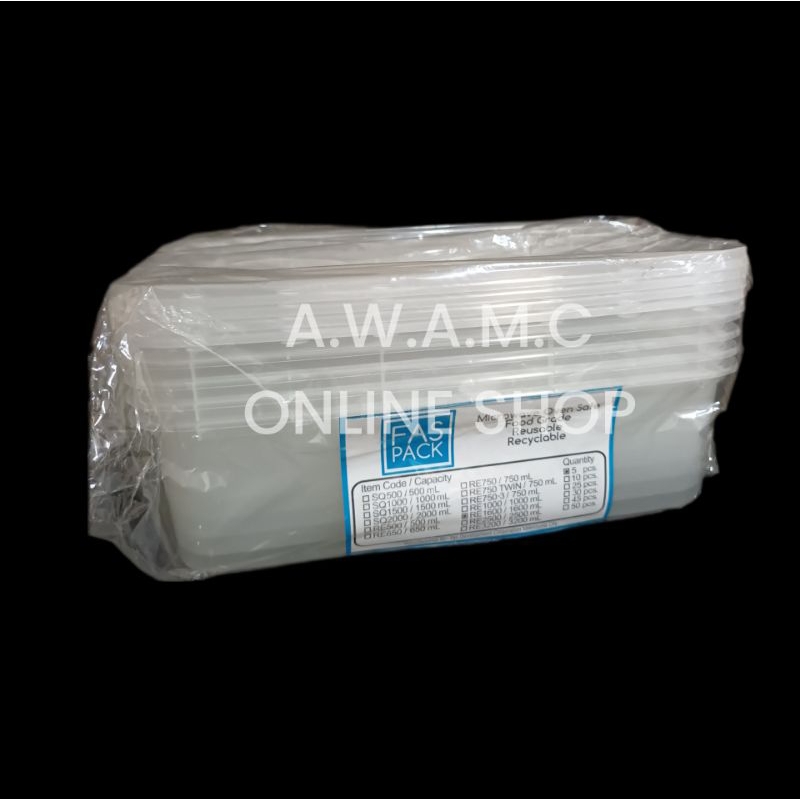 RE1600ml Microwavable Disposable Plastic Container - Pack of 5 | Shopee ...
