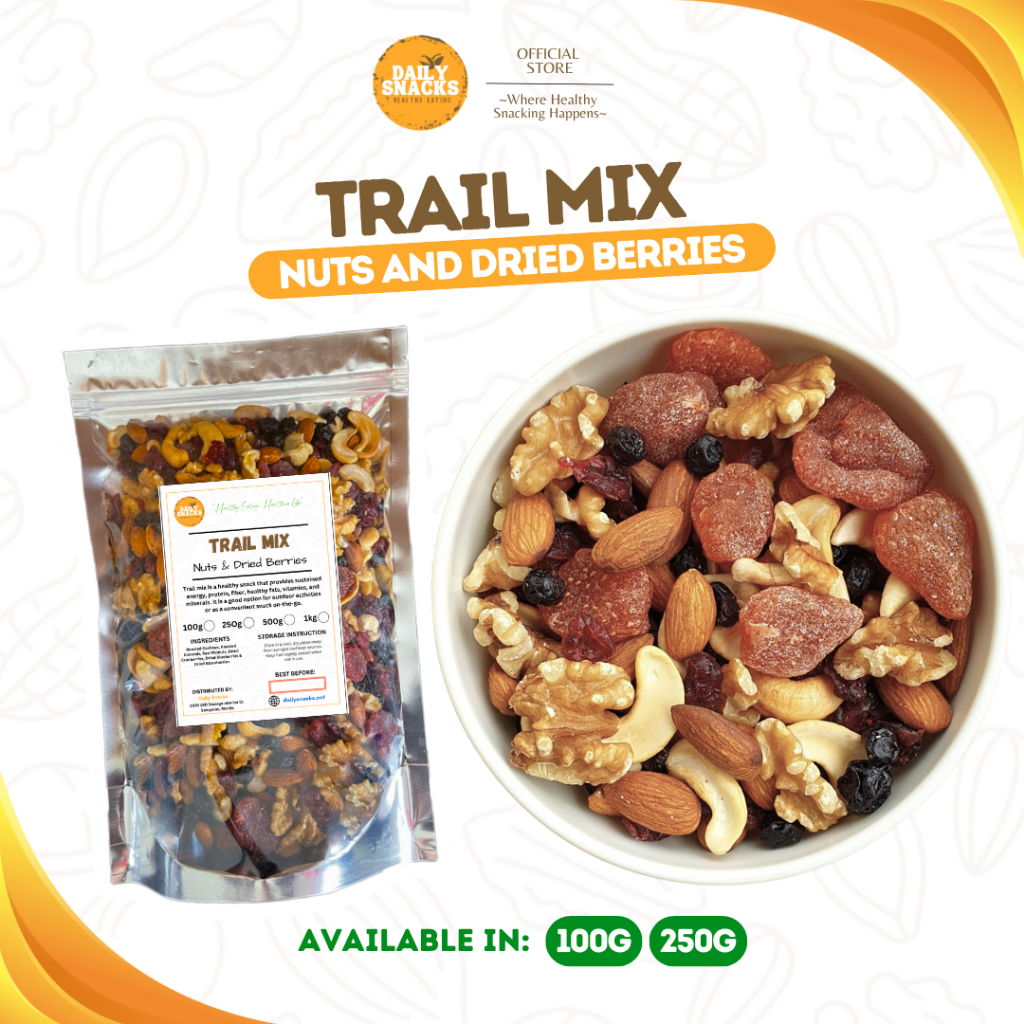 Daily Snacks Trail Mix Nuts and Dried Berries - 100g & 250g in Ziplock ...