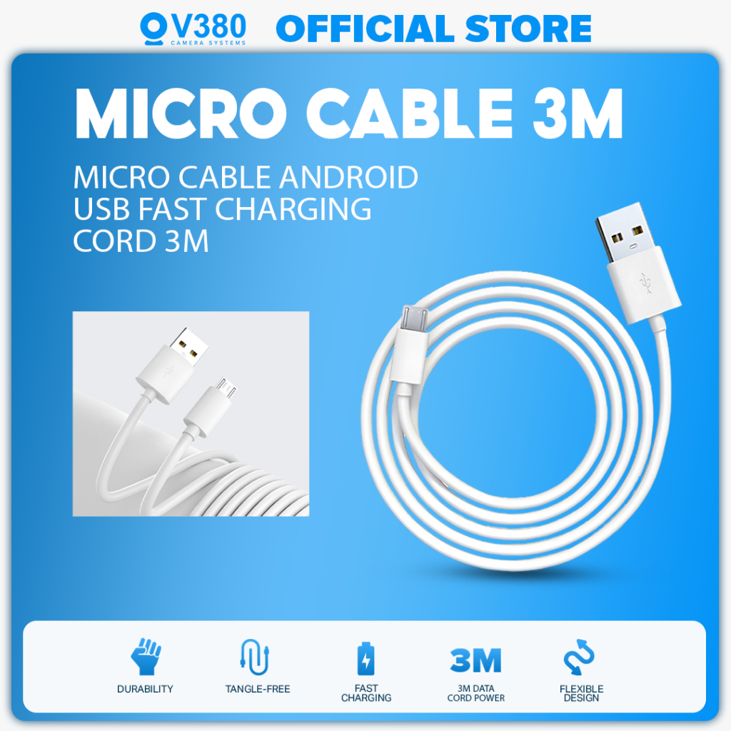 V380 Micro Cable Android USB Fast Charging Data Cord Power 3m/5m/10m ...
