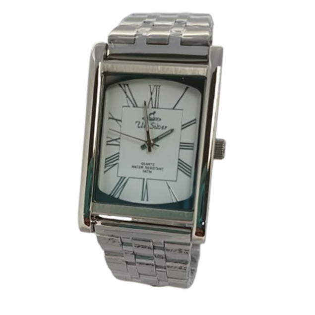 UniSilver TIME Men's White/Metallic Stainless Steel w/Roman numeraI ...