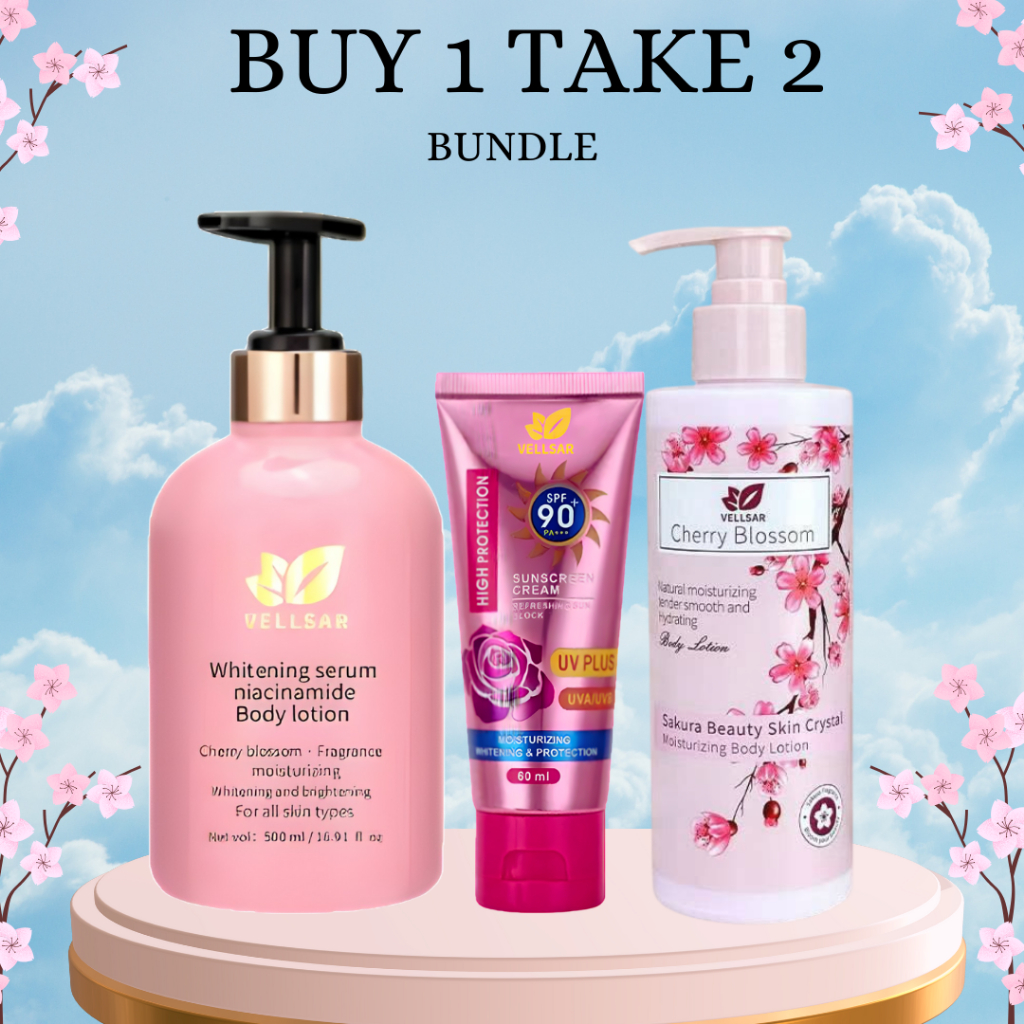 (BUY 1 TAKE 2)VELLSAR SAKURA WHITENING LOTION SPF90 SUNSCREEN ...