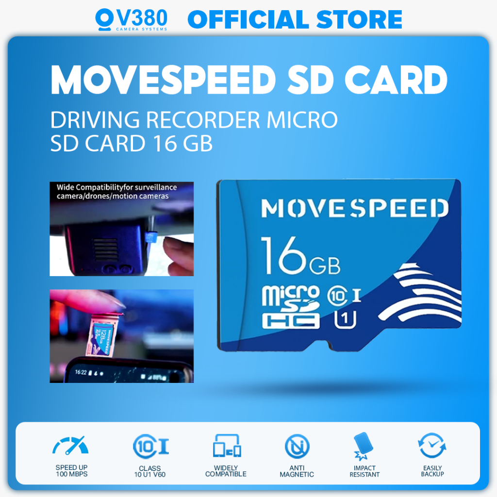 Move Speed Micro SD Card 16GB A1 U1 Class 10 Reading Speed 100MB/s ...