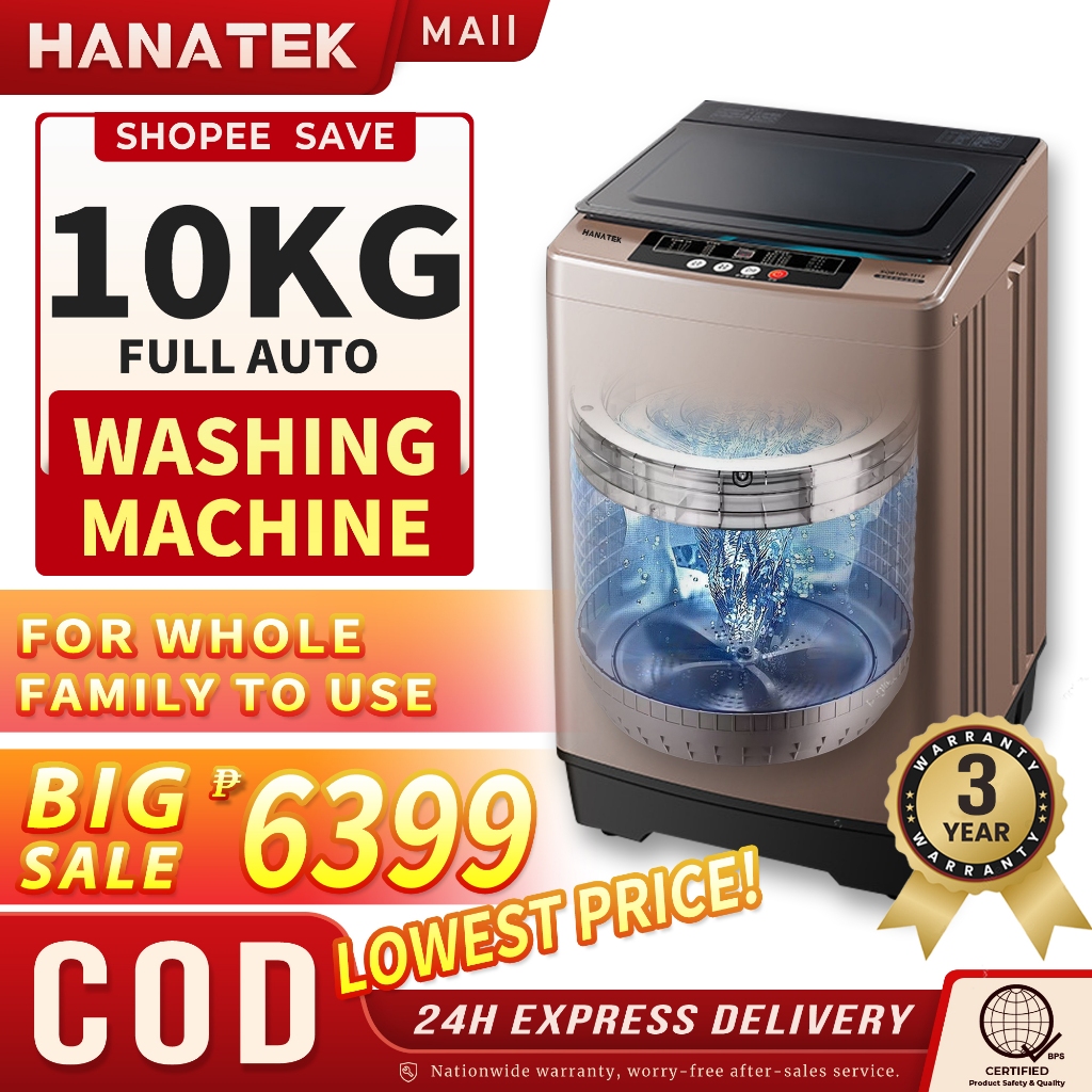HANATEK 10KG Automatic Washing Machine Household Full Auto washing ...