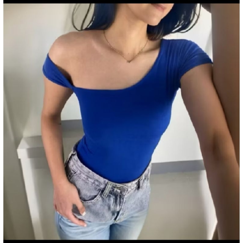 Sanya Off Shoulder Double Lining Asymmetrical OneSided Short Sleeves (S ...