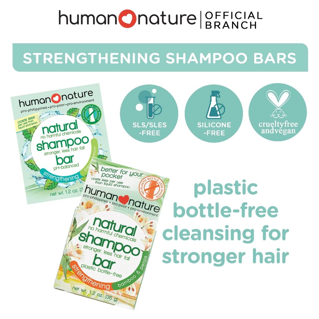 35 g Human Nature Natural Strengthening Shampoo Bar Bamboo & Petals (No ...