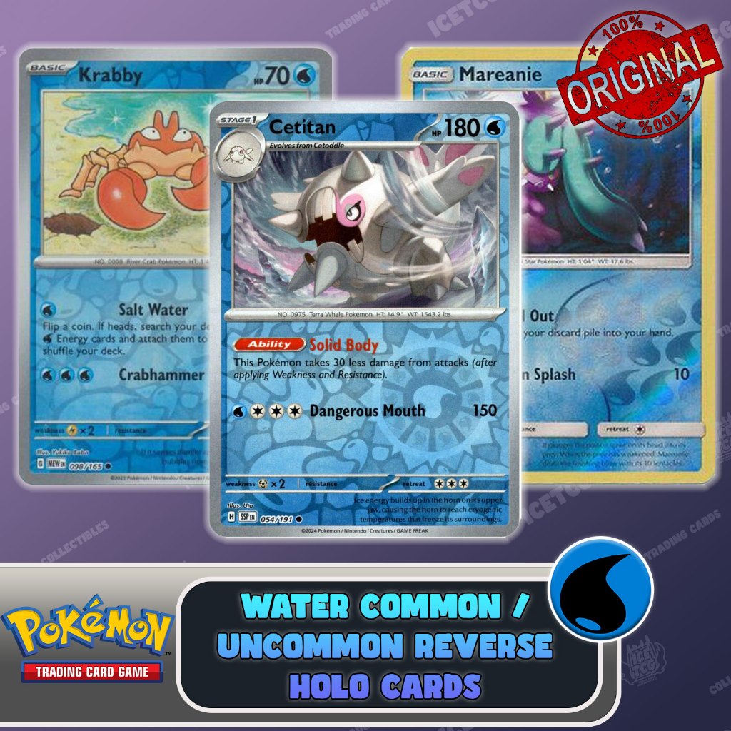Water Common and Uncommon Reverse Holo Pokemon Cards (Up to Destined ...
