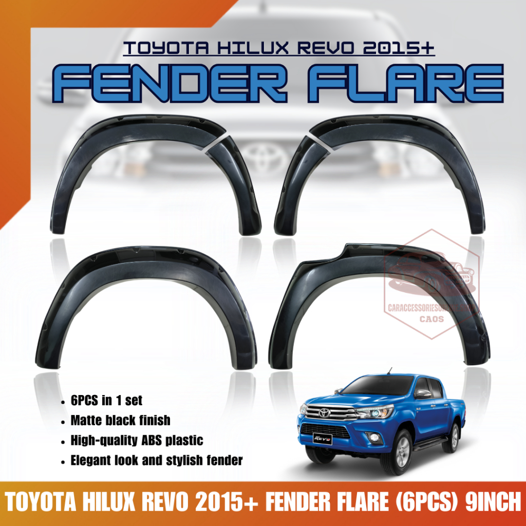CAOS TOYOTA HILUX REVO 2015+ FENDER FLARE (6PCS) 9INCH (11647) | Shopee ...
