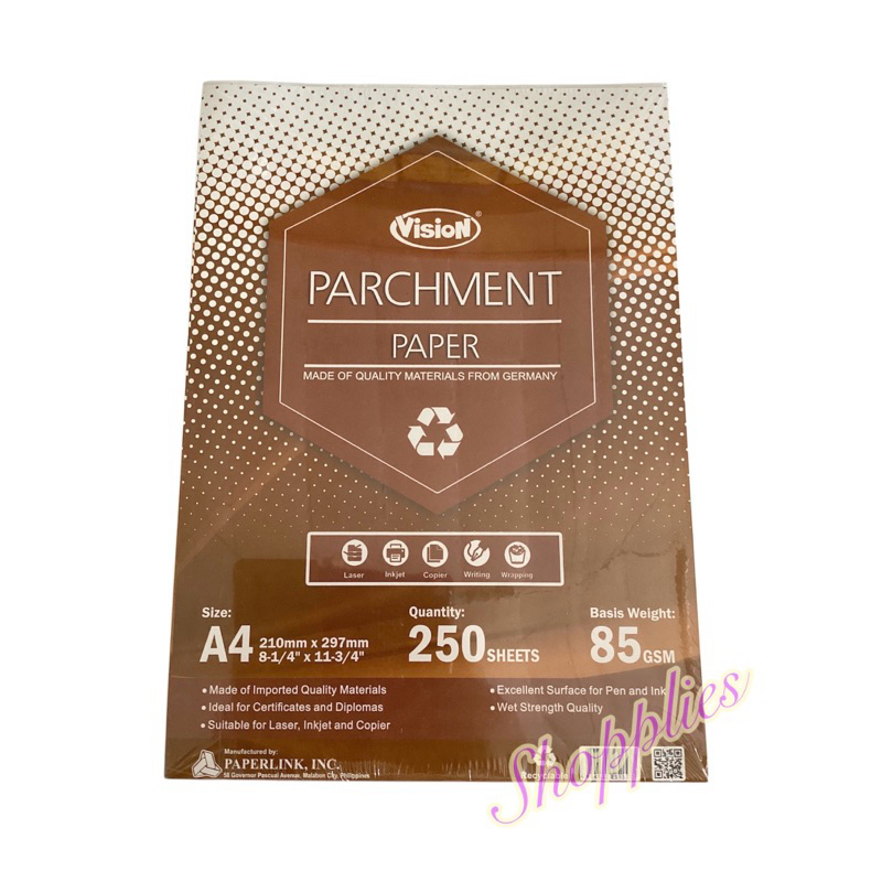 Vision Parchment Paper A4 250s 85gsm (Ship from Mindanao) | Shopee ...
