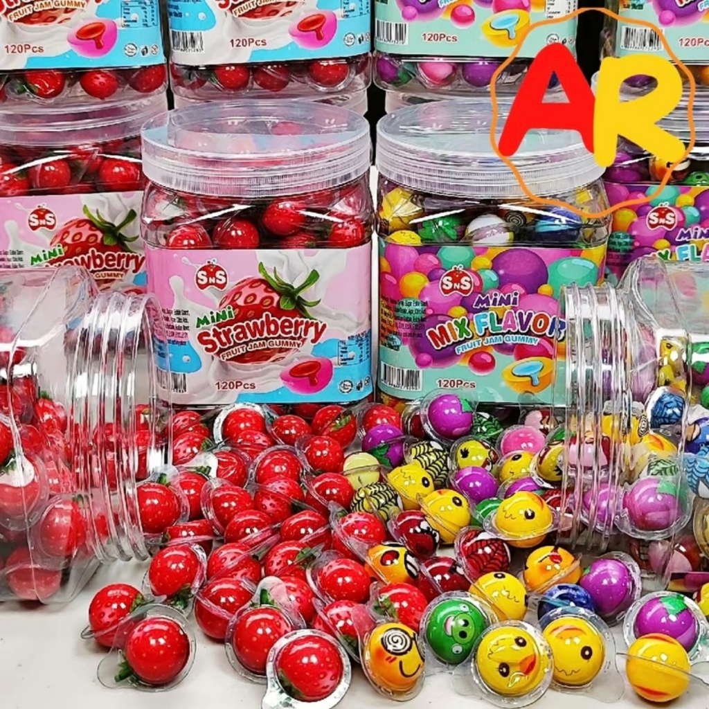 120Pcs!!!1 Jar 3D Gummies Sour AndSweet Flavor Mixed ChewyWith Jam ...