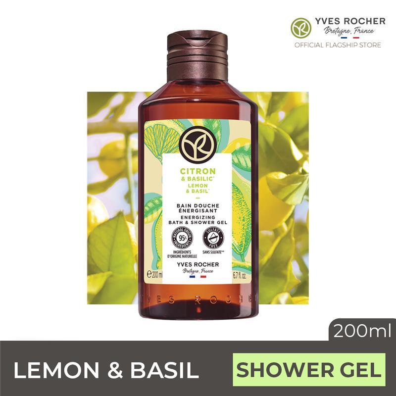 Yves Rocher Lemon & Basil Energizing Shower Gel - 200ml Natural ...