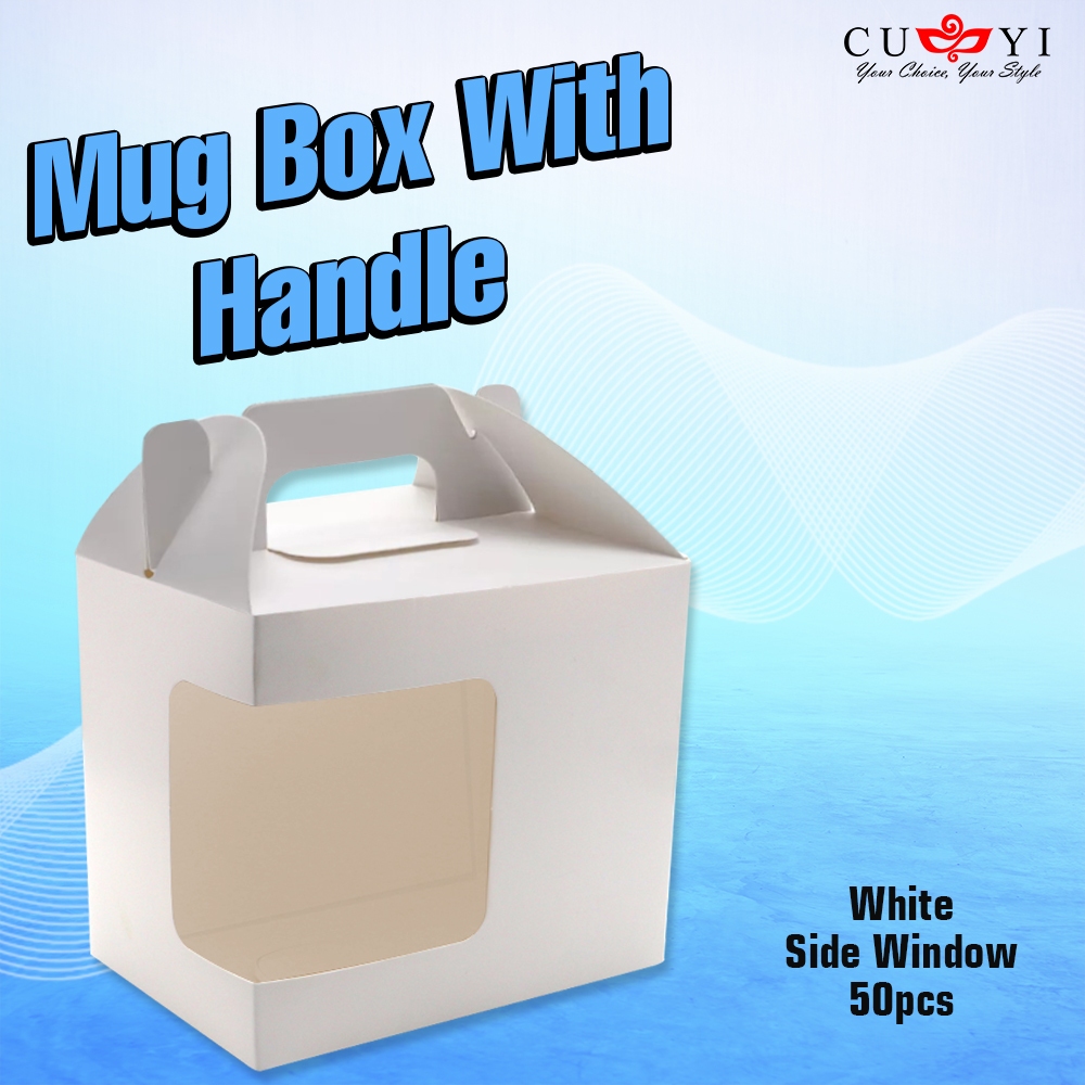 50pcs Mug Box with Handle Side Window White Mug Box | Shopee Philippines