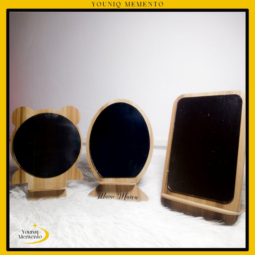 YM Personalized Wooden Desktop Mirror Laser Engraved Wood Table Mirror ...