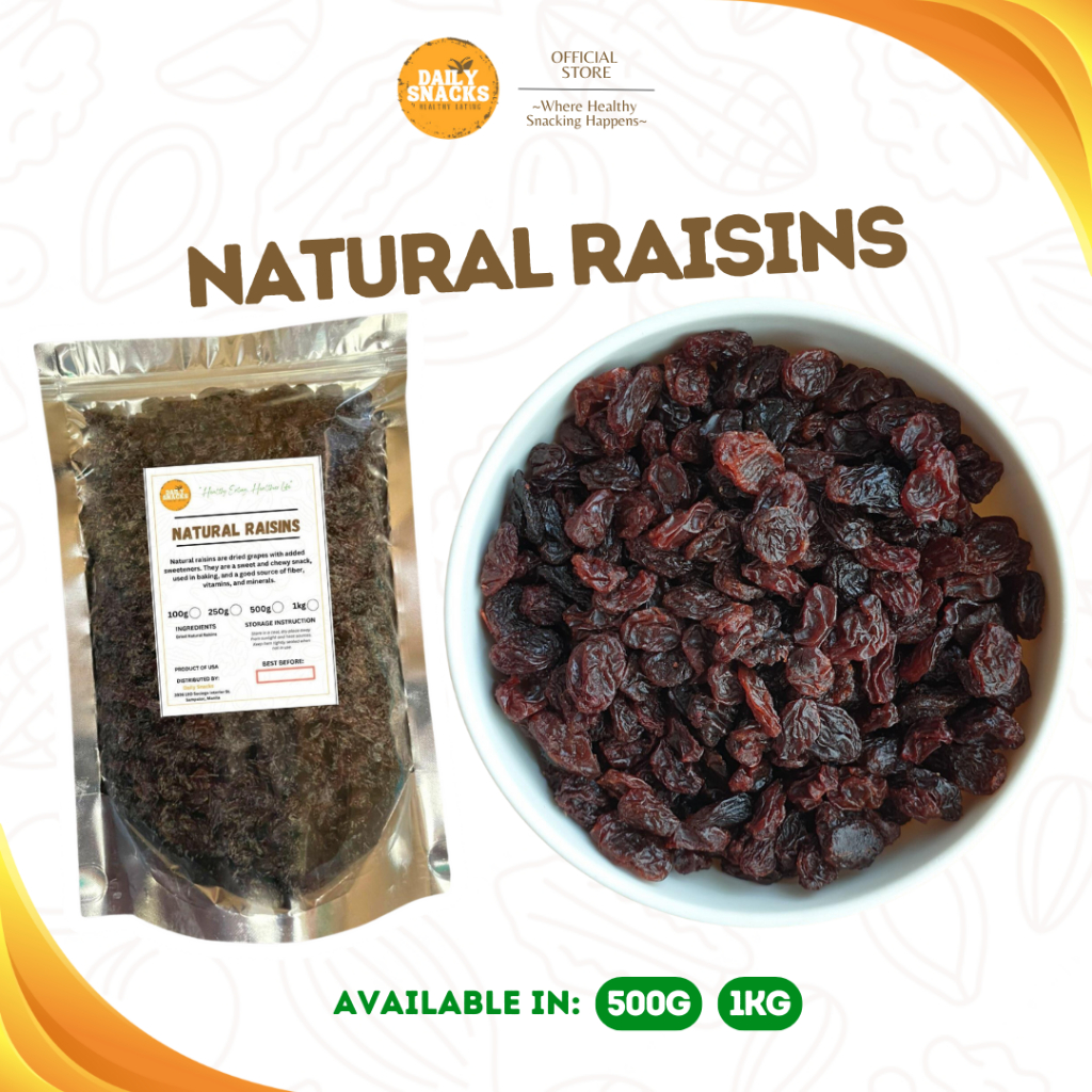 Daily Snacks California Natural Raisins (USA) - 500g & 1kg in Ziplock ...