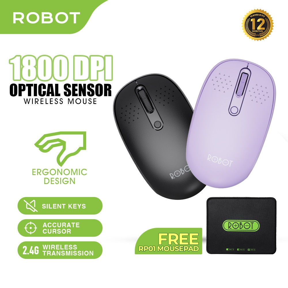 ROBOT M360 Wireless Mouse USB 2.4G Wireless & Bluetooth 5.0 Dual Mode ...