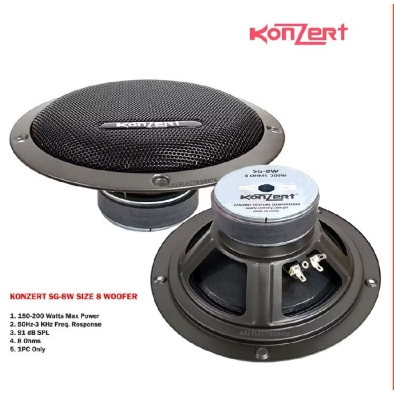 ORIGINAL Konzert SG-8w Professional 8" woofer 200watts (1pc) | Shopee ...