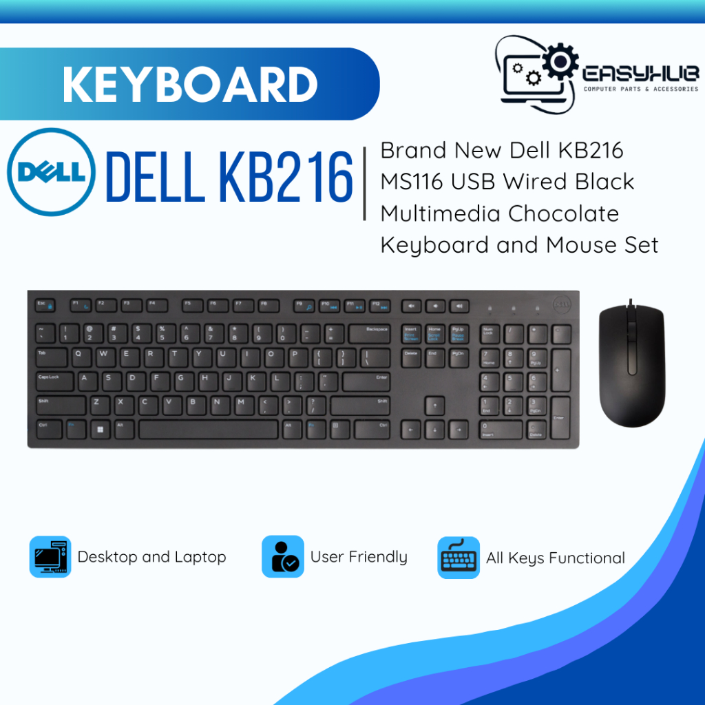 Brand New Dell KB216 MS116 USB Wired Black Multimedia Chocolate ...