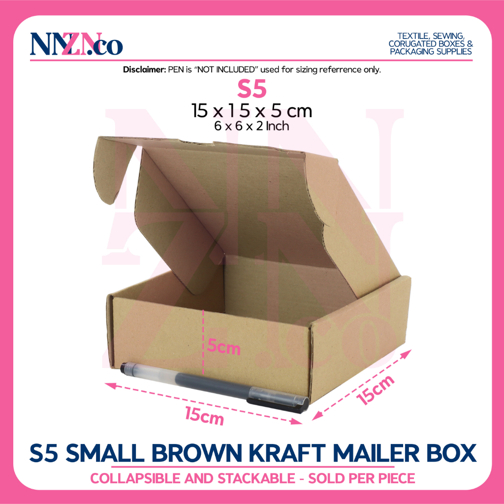 NNZN S5 Small Mailer Brown Kraft Box Mailer Box Corrugated Box Shipping ...