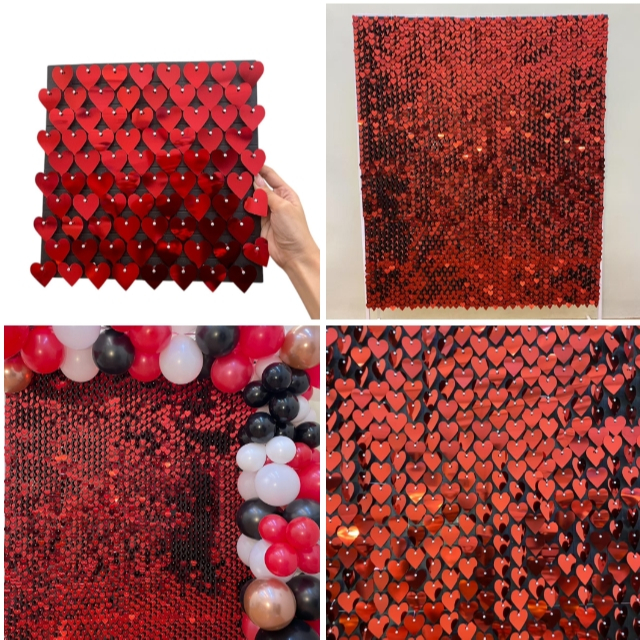 Agar.Shop New Heart Shimmer Sequin Backdrop Wall Panels for Valentines ...